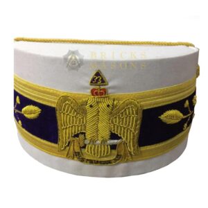 33rd degree scottish rite crown cap - wings down white hand embroidered