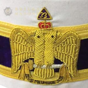 33rd Degree Scottish Rite Crown Cap - Wings Down White Hand Embroidered