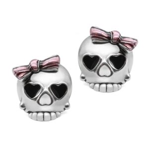 controse bejeweled badass in pink skull earrings