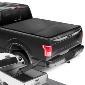 dna motoring new upgrade truck bed top hard solid tri-fold tonneau cover compatible with 15-20 ford f150 6.5ft bed, ttc-hard-014