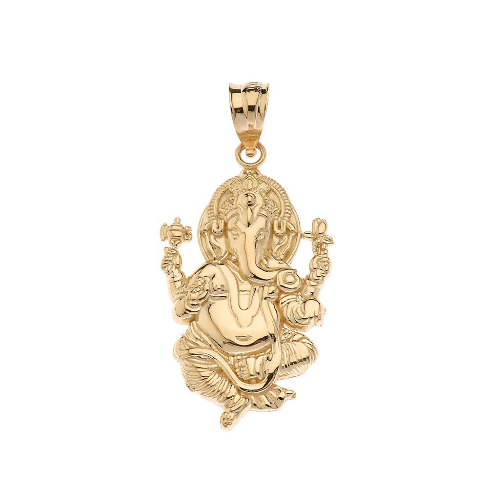 CaliRoseJewelry 10k Hindu Lord Ganesh Ganesha Elephant Hindu God of Fortune Charm Pendant in Yellow Gold