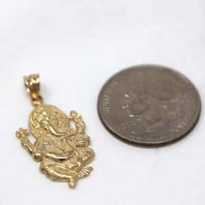 CaliRoseJewelry 10k Hindu Lord Ganesh Ganesha Elephant Hindu God of Fortune Charm Pendant in Yellow Gold