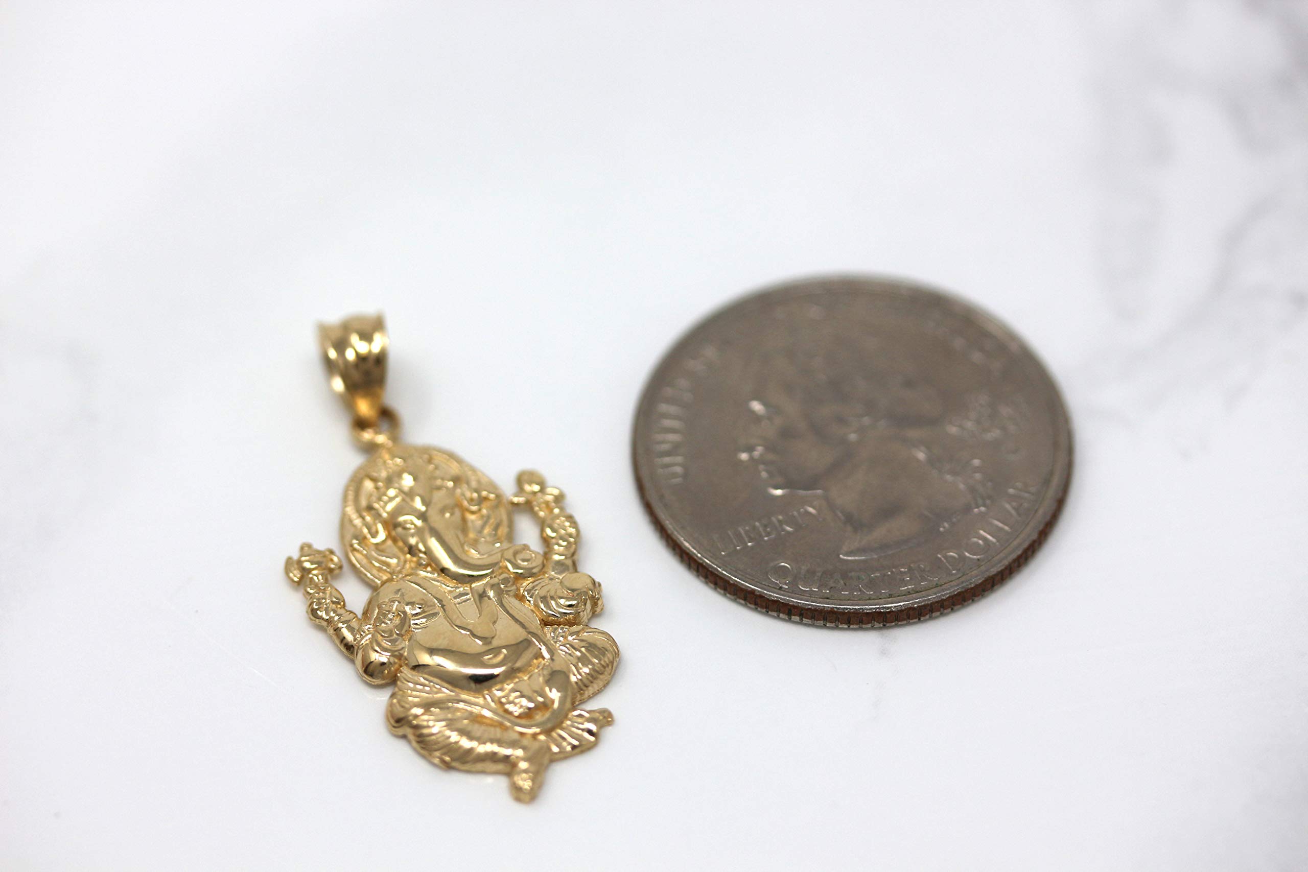 CaliRoseJewelry 10k Hindu Lord Ganesh Ganesha Elephant Hindu God of Fortune Charm Pendant in Yellow Gold