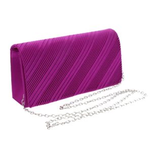 7.5 inch wide satin evening cocktail bag for women - purple