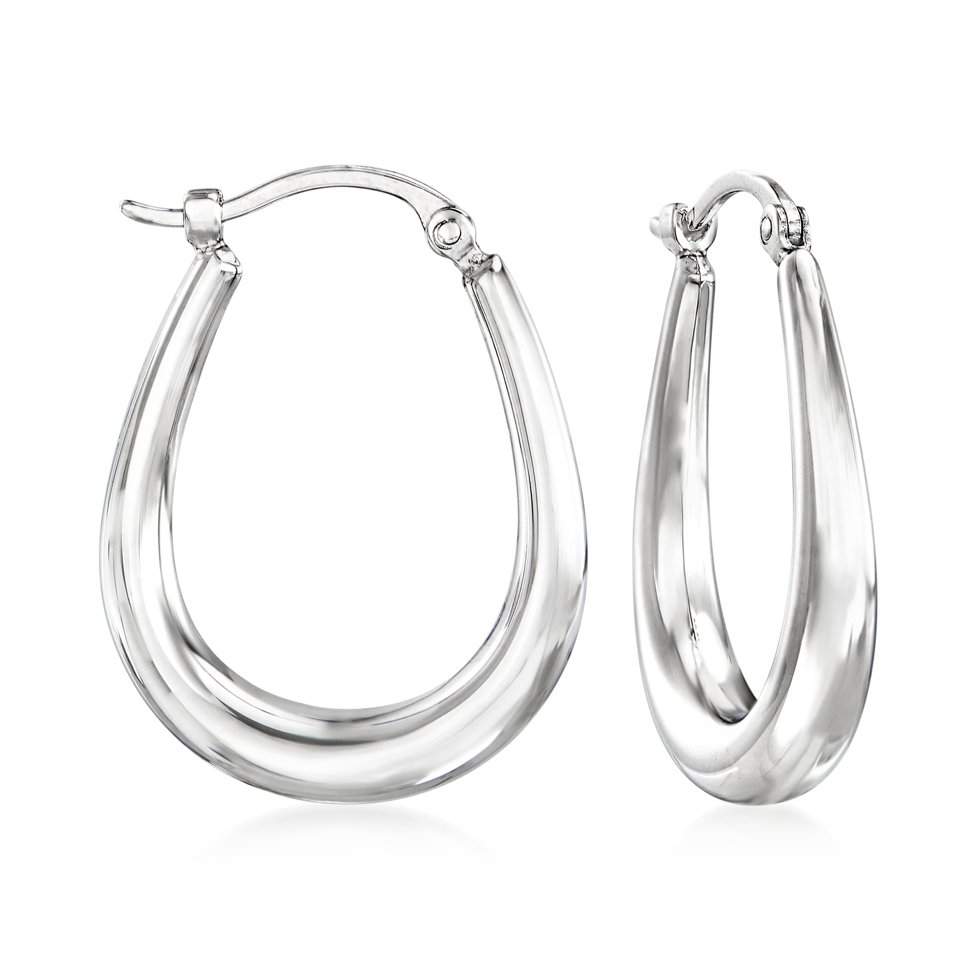 Ross-Simons 14kt White Gold Tapered Hoop Earrings