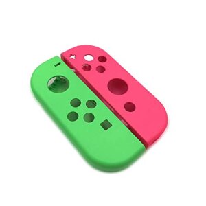 Faceplate Housing Shell Case Cover + Middle Battery Plate Bracket Replacement for Nintend Switch Joycon (Green+Pink)