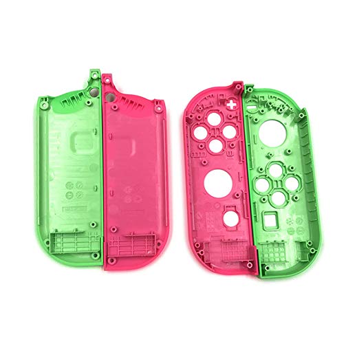 Faceplate Housing Shell Case Cover + Middle Battery Plate Bracket Replacement for Nintend Switch Joycon (Green+Pink)