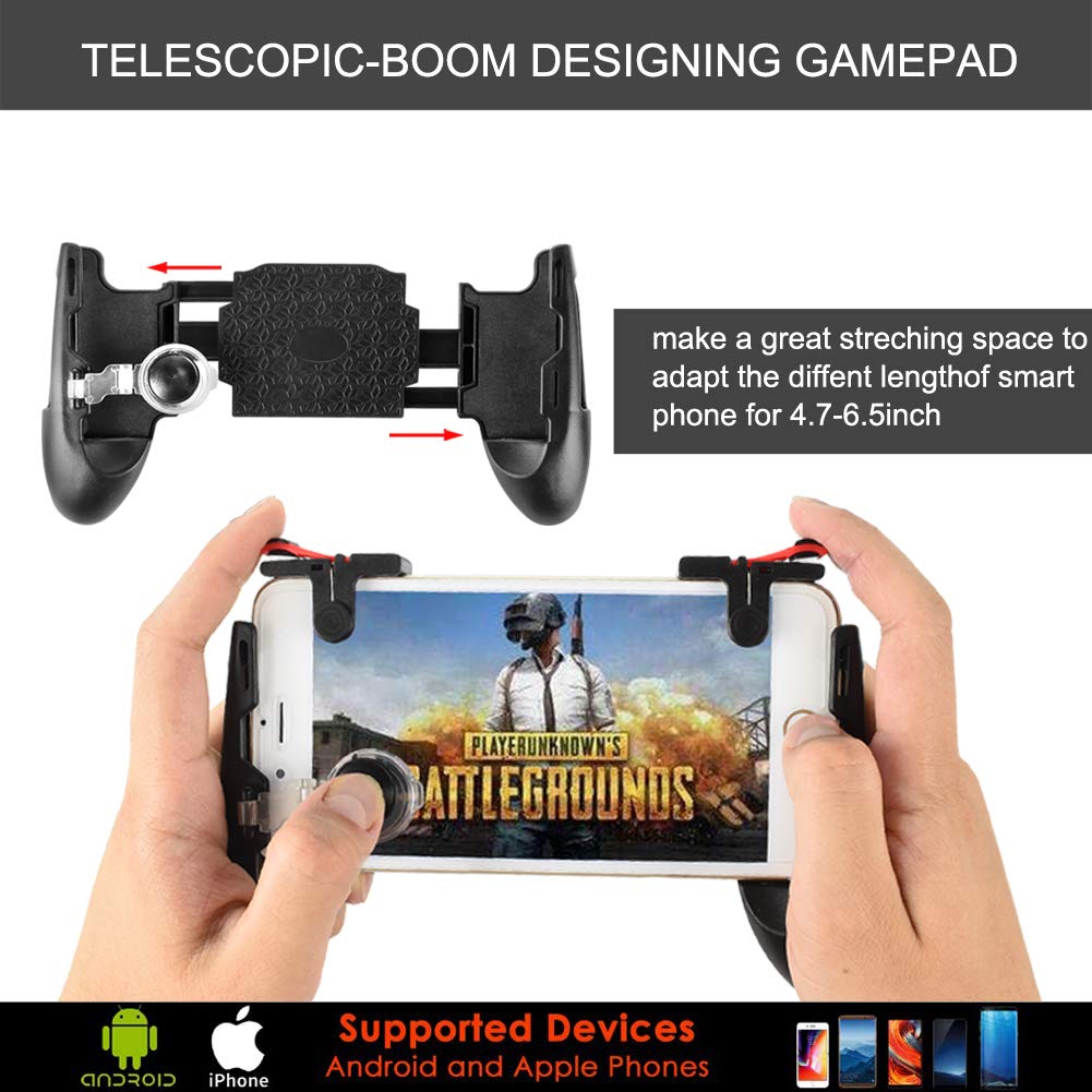 Newseego Mobile Game Controllers, Phone Triggers for Mobile Phone, Shooter Sensitive Controller Joysticks Gamepad for Knives Out/Rules of Survival(1 Pair Triggers + 3 in 1 Portable Gamepad)