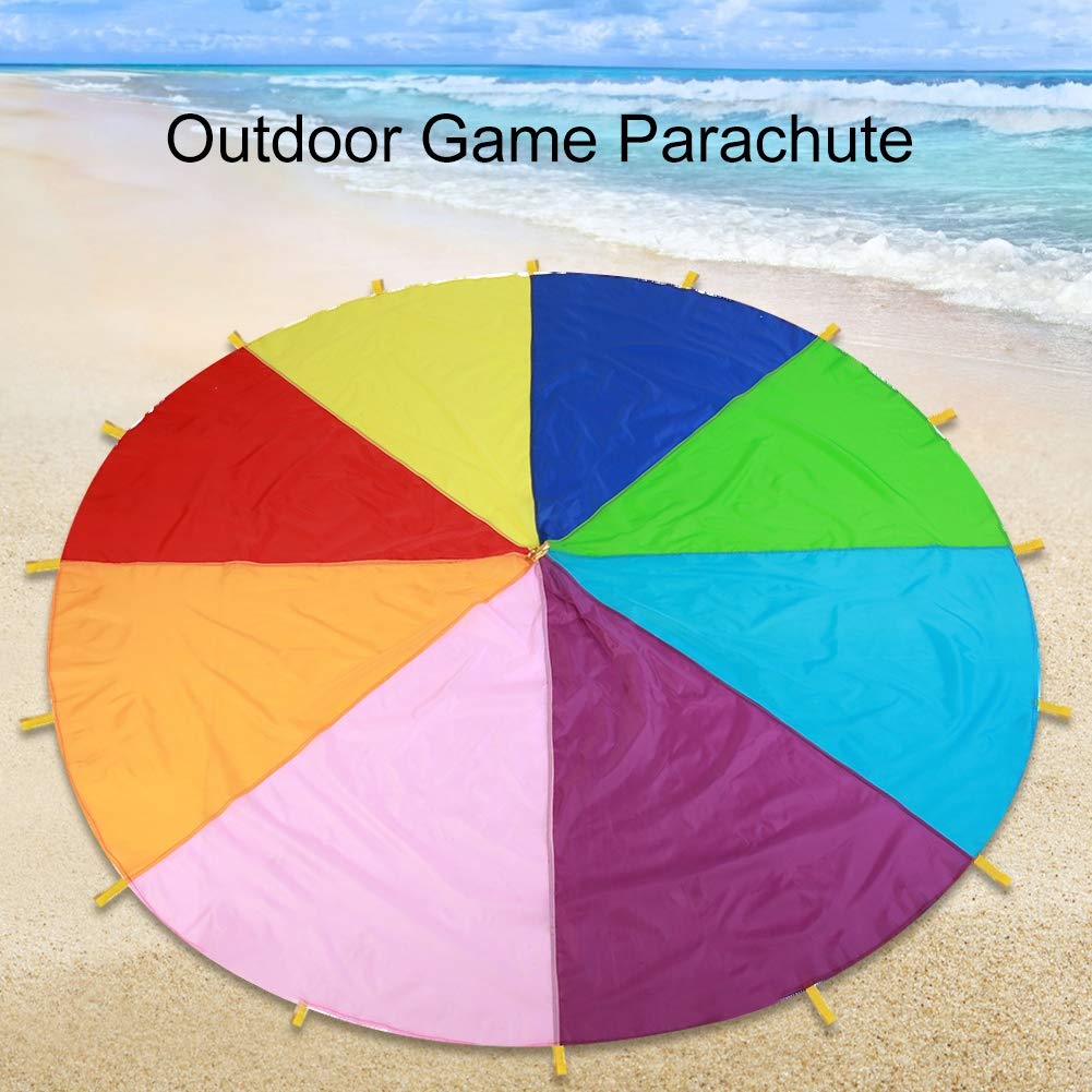 Kids Parachute Giant Multicolored Kids Play Parachute Canopy with 16 Handles Indoor & Outdoor Games and Exercise Toy Promote Teamwork Fitness Social Bonding(3.6m/142in)