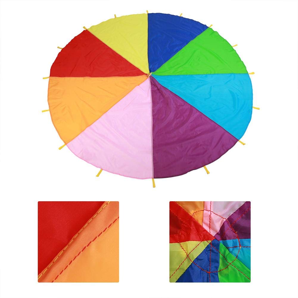 Kids Parachute Giant Multicolored Kids Play Parachute Canopy with 16 Handles Indoor & Outdoor Games and Exercise Toy Promote Teamwork Fitness Social Bonding(3.6m/142in)