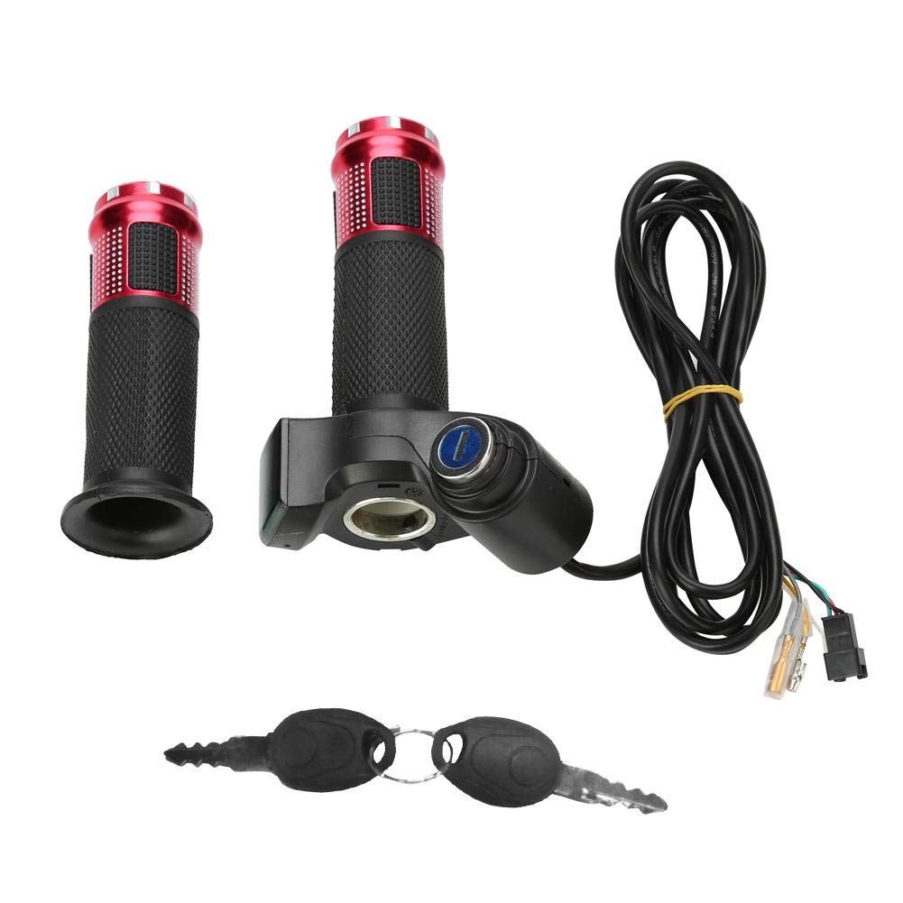 VGEBY Throttle Handle, Throttle Accelerator Handle Grips and Cable Set for 12-84V Electric Bike or Scooters(Red) and Spare Parts Ebike Throttle Scooter Throttle Thumb