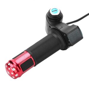 VGEBY Throttle Handle, Throttle Accelerator Handle Grips and Cable Set for 12-84V Electric Bike or Scooters(Red) and Spare Parts Ebike Throttle Scooter Throttle Thumb