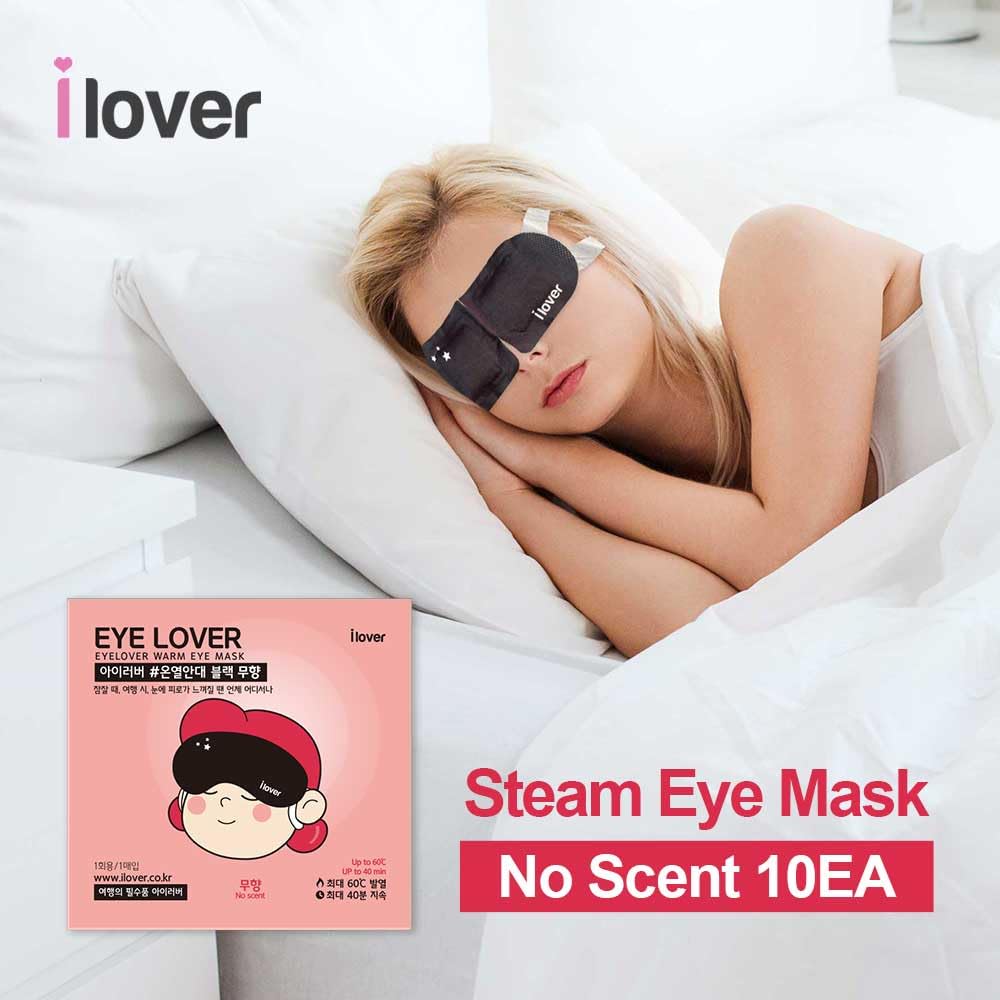 ilover Eye Mask for Sleeping (No Scent) Warm Steam 10(EA), Traveling, Relaxing and Tiredness Instantly Warm Helps Eye injuries, relieves dry Eyes.