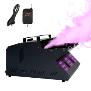 tc-home 3 in 1 stage fog bubble machine with 18 rgb led light dmx stage lighting fogger effect w/ 2 bubble fans