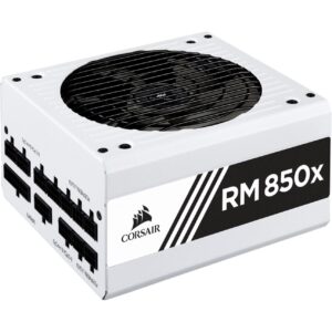 corsair rmx white series (2018), rm850x, 850 watt, 80+ gold certified, fully modular power supply - white, 80 plus gold (cp-9020188-na)