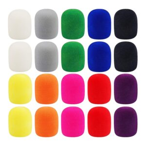 augshy microphone foam covers, 20 pack thick handheld stage microphone cover foam karaoke dj microphone covers disposable(10 color)