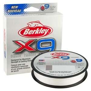 Berkley x9 Braid Superline, Crystal, 10lb test | 27 lbC | 12.1kg, 164yd | 150m Fishing Line, Suitable for Freshwater and Saltwater Environments