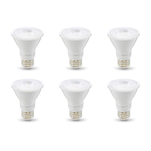 Amazon Basics PAR20 LED Light Bulb, 50 Watt Equivalent, Energy Efficient 7W, E26 Standard Base, Warm White 3000K, Dimmable, 10,000 Hour Lifetime , 6-Pack