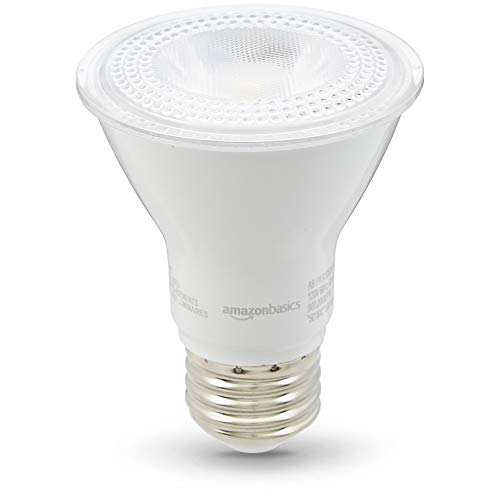 Amazon Basics PAR20 LED Light Bulb, 50 Watt Equivalent, Energy Efficient 7W, E26 Standard Base, Warm White 3000K, Dimmable, 10,000 Hour Lifetime , 6-Pack