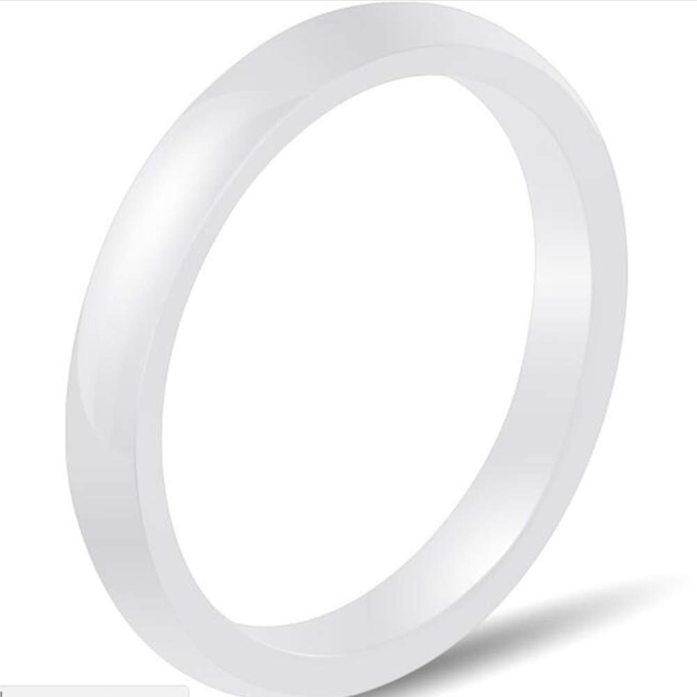 Two-Pack, 3mm Black White Polished Ceramic Wedding Band Stackable Ring Enhancer (Black White, 8)