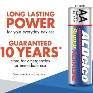 ACDelco 48-Count AA Batteries, Maximum Power Super Alkaline Battery, 10-Year Shelf Life, Recloseable Packaging