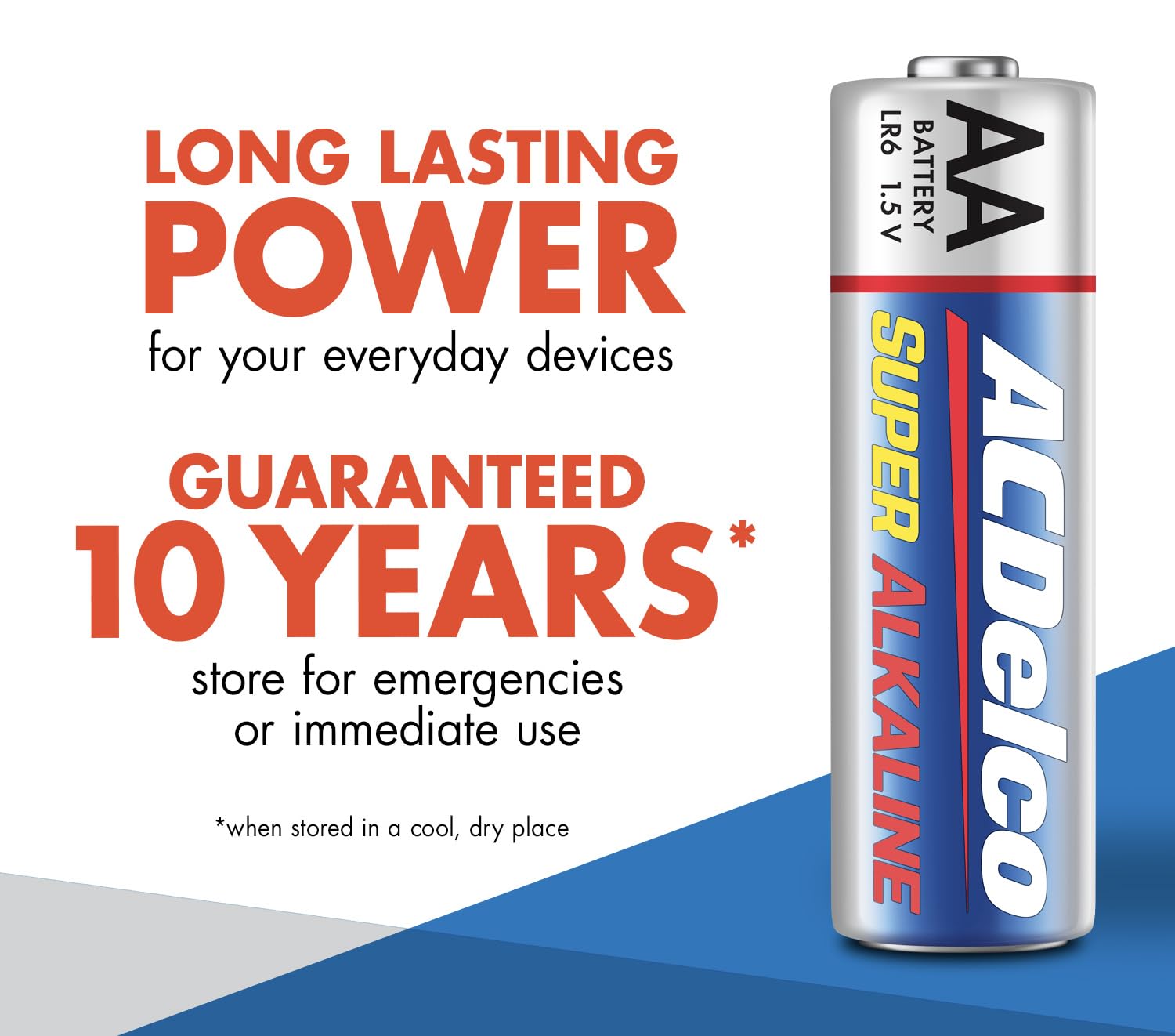 ACDelco 48-Count AA Batteries, Maximum Power Super Alkaline Battery, 10-Year Shelf Life, Recloseable Packaging