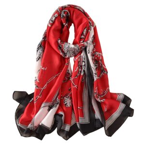 ymxhhb silk scarf 100% mulberry silk fashion scarves long lightweight shawl wrap (6710 red)