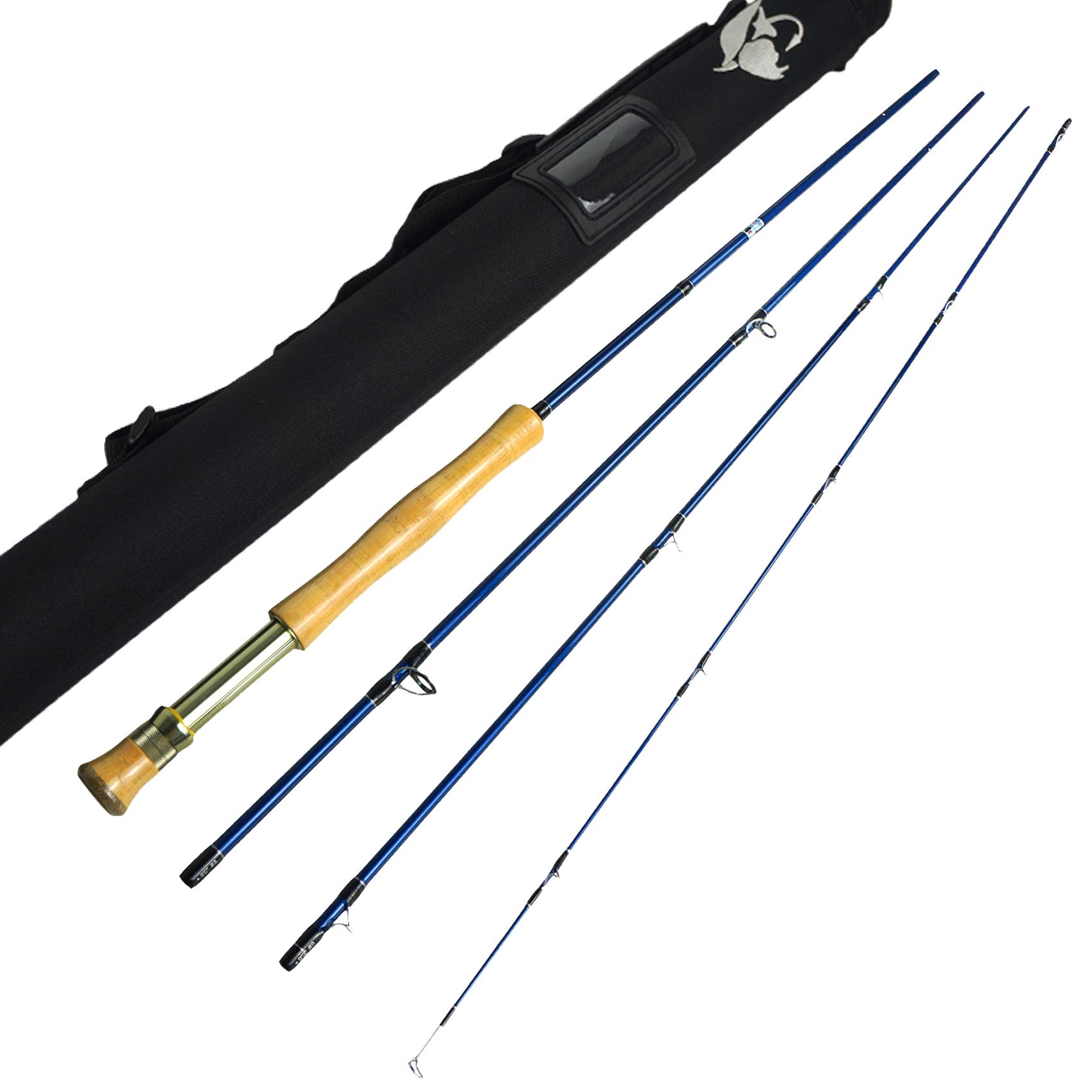 Aventik Fly Fishing Rod 9ft 4 Piece Fly Rod with Carrying Case for Saltwater Travel Fly Fishing Rod for Walleye Bass Carp Trout - Tip Fast Action in 7/8/9/10/11/12 Weight (9'0'' LW8)