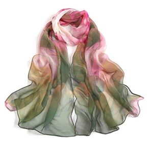 alicelife scarfs for women lightweight print floral pattern scarf shawl fashion scarves sunscreen shawls, green, 160*50cm