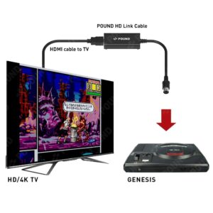 POUND HD Link Cable Compatible with Sega Genesis - HDMI Cable with RGB Picture Quality, 720p Resolution, Plus Micro USB Cable for Boosted Power