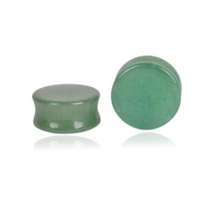 hqla green jade natural stone double flared flesh plugs tunnels ear gauges stretcher expander kit 1 pair (0g(8mm))