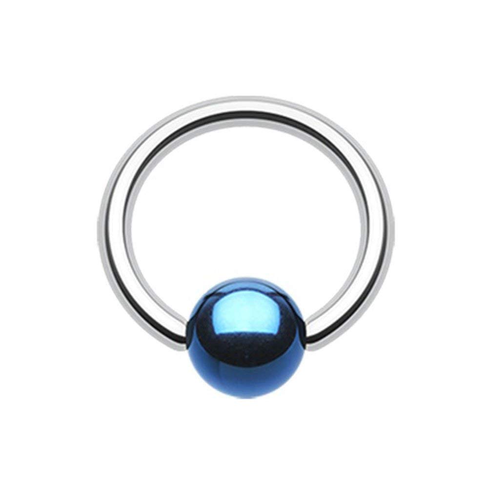 Colorline PVD Ball Ends Steel Captive Bead Ring (14GA, L: 12mm, Ball: 6mm, Blue)