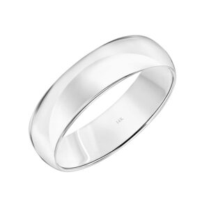 brilliant expressions 6mm gold mens rings or wedding band for women – comfort fit solid gold ring in 14k white gold jewelry; classic, well-polished womens or mens wedding band, size 7