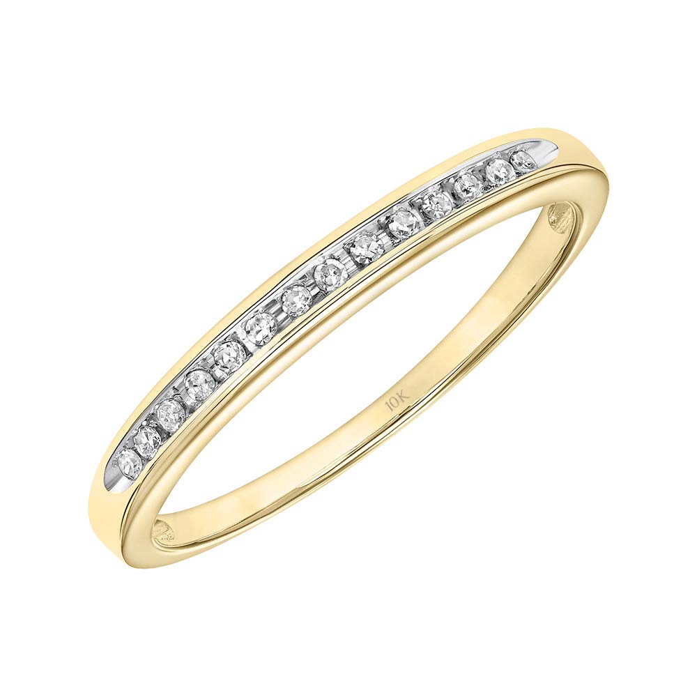 Brilliant Expressions 10K Yellow Gold 1/20 Cttw Conflict Free Diamond Channel-Set Wedding or Anniversary Band (I-J Color, I2-I3 Clarity), Size 7