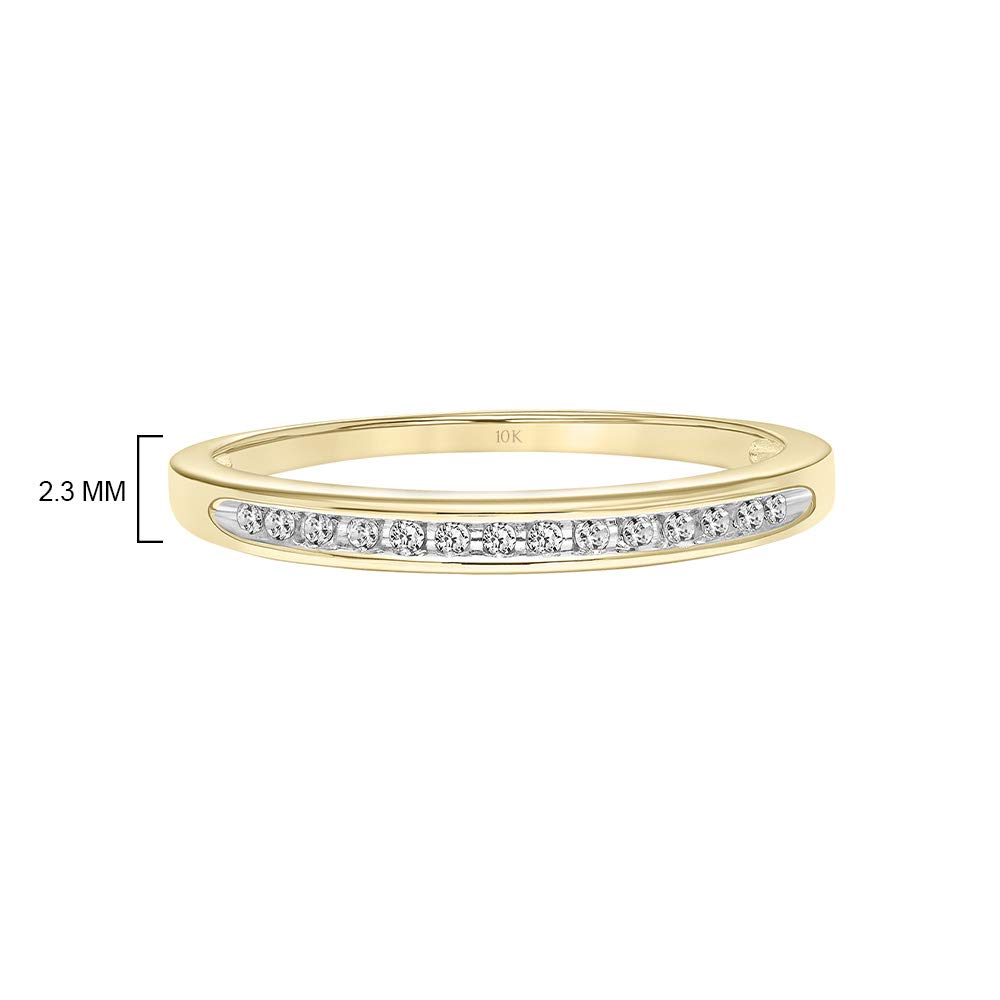 Brilliant Expressions 10K Yellow Gold 1/20 Cttw Conflict Free Diamond Channel-Set Wedding or Anniversary Band (I-J Color, I2-I3 Clarity), Size 7