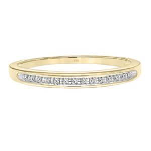 Brilliant Expressions 10K Yellow Gold 1/20 Cttw Conflict Free Diamond Channel-Set Wedding or Anniversary Band (I-J Color, I2-I3 Clarity), Size 7