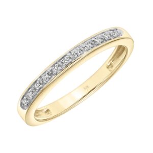 brilliant expressions 10k yellow gold 0.06 cttw conflict free diamond shared prong wedding or anniversary band (i-j color, i2-i3 clarity), size 8