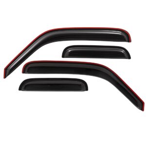 lightronic wv94423 side window visor deflector rain guard, dark smoke, 4-pieces set, fits 1999-2011 ford ranger supercab with fixed window, 1999-2008 mazda b3000, 1999-2010 mazda b4000, extended cab