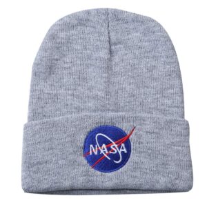 baimore nasa fine finished embroidered hip hop knitting hat grey