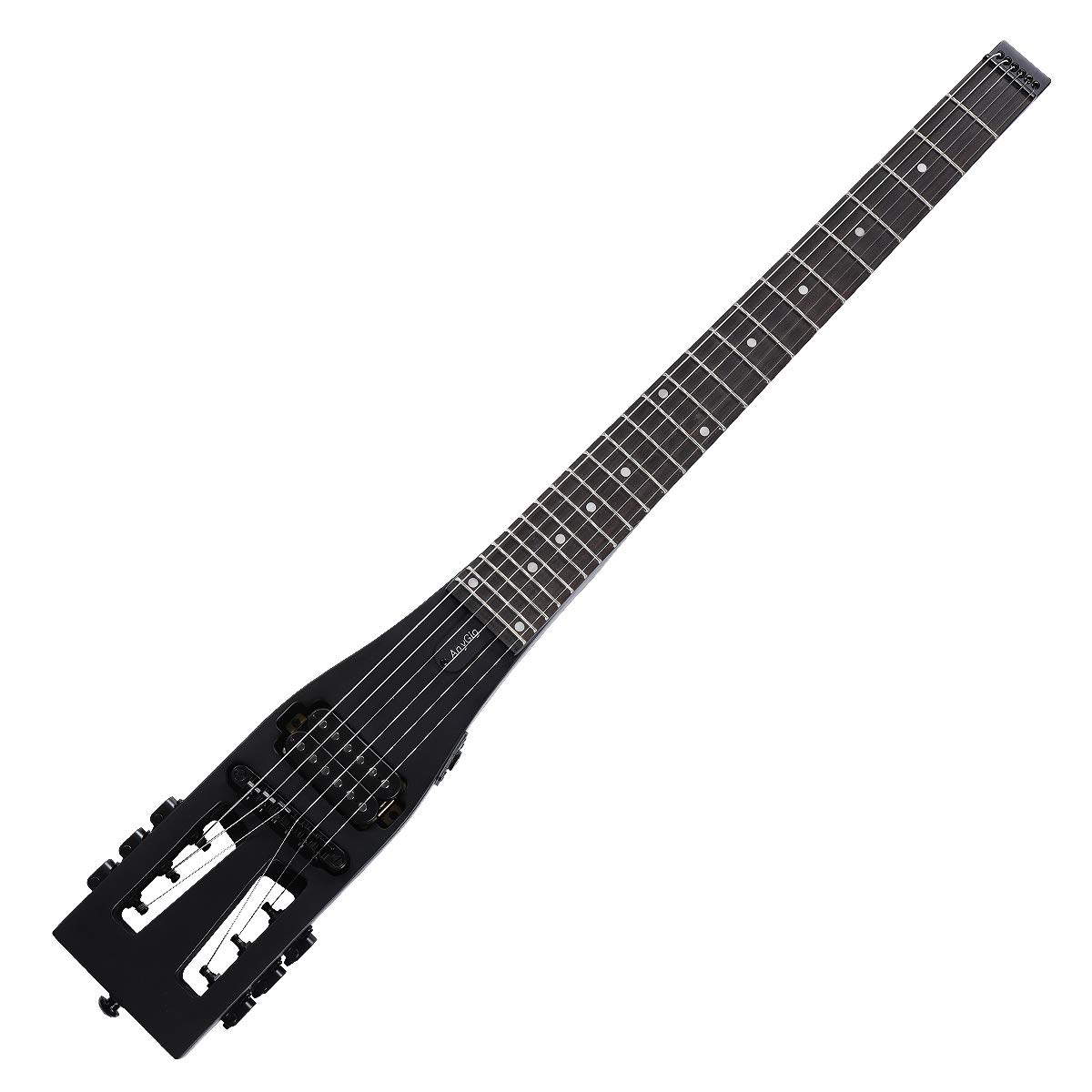 Anygig Electric Guitar Practice Portable Travel 82CM 1.6KG Black Matte 25.5" Full Scale with Gigbag Right Handed