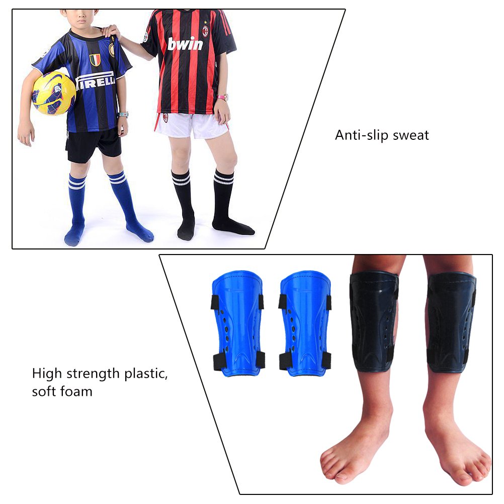 Odowalker 2 Pairs Kids Soccer Shin Guards & 2 Pairs Football Soccer Socks Perforated Breathable Pads Protector Calf Protective Gear Equipment for 5-15 Years Kids Boys Girls Children Teenagers