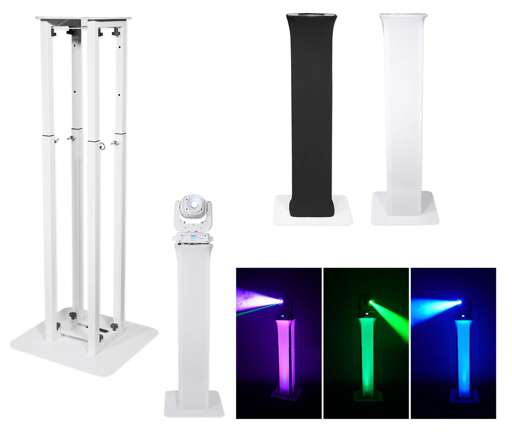 (2) Totem Stands+Black+White Scrims For (2) Chauvet Maverick Mk 2 Profile Lights