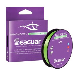 seaguar smackdown high visibility fishing line 15lbs, 150yds break strength/length, flash green - 15sdfg150