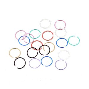 40pcs colorful stainless steel body jewelry piercing lip nose rings hoop studs clicker segment-colorful