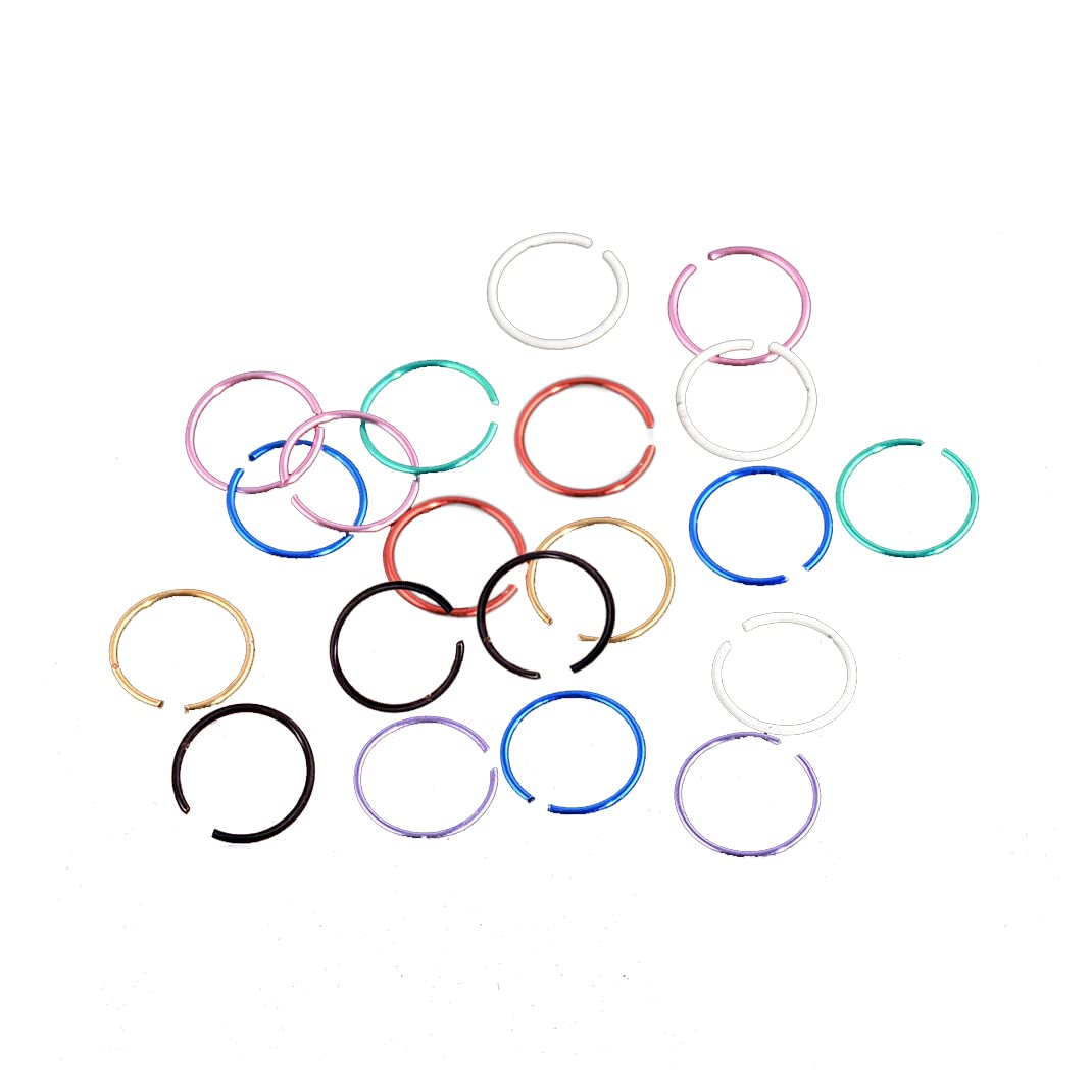 40Pcs Colorful Stainless Steel Body Jewelry Piercing Lip Nose Rings Hoop Studs Clicker Segment-Colorful