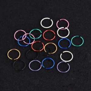 40Pcs Colorful Stainless Steel Body Jewelry Piercing Lip Nose Rings Hoop Studs Clicker Segment-Colorful