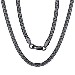 black flat chain male necklace 18 inch 4mm hip hop jewelry gift for men