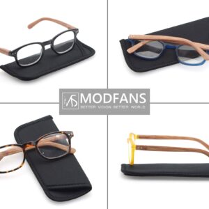 MODFANS 4 Pack Reading Glasses 1.5 Fashion Wood-Look Spring Hinges Stylish Readers Men Women