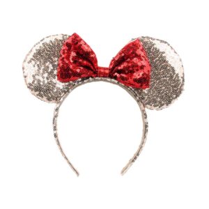 obuy bow headbands glitter princess party decoration adult sparkly mermaid mouse ears headband for girls cosplay costume for girls & women