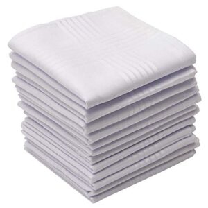 perry ellis 12 pack handkerchief (100% cotton white with satin border, 16" x 16")